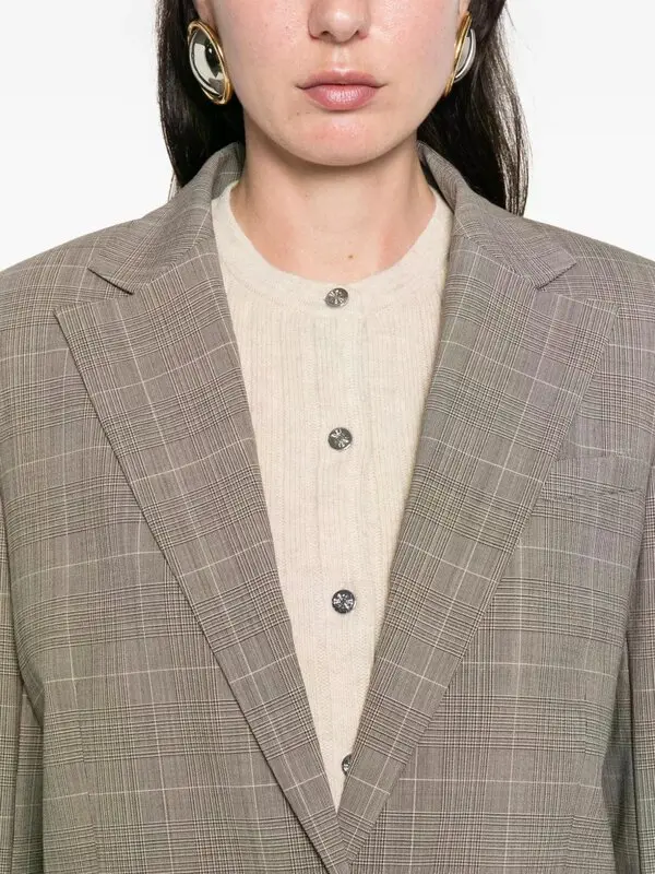 Maje Plaid Button Blazer