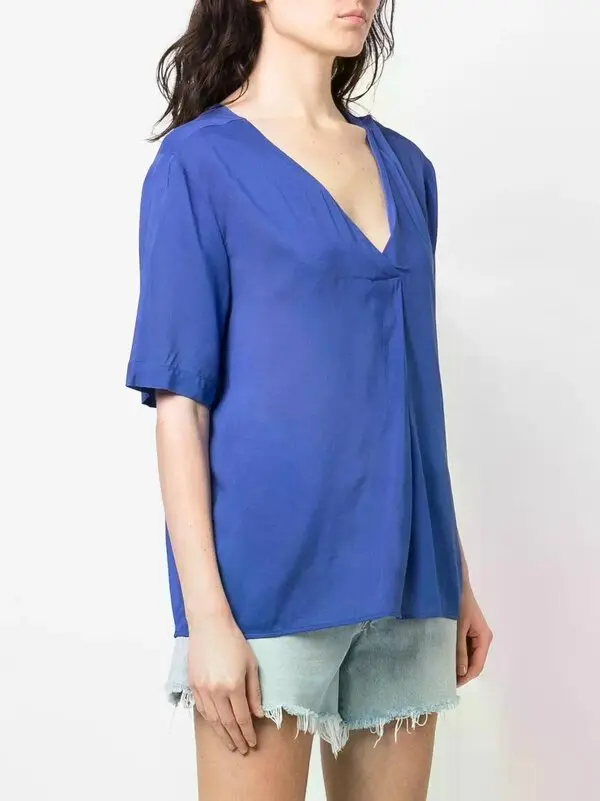 XACUS V-neck Short Sleeve Blouse
