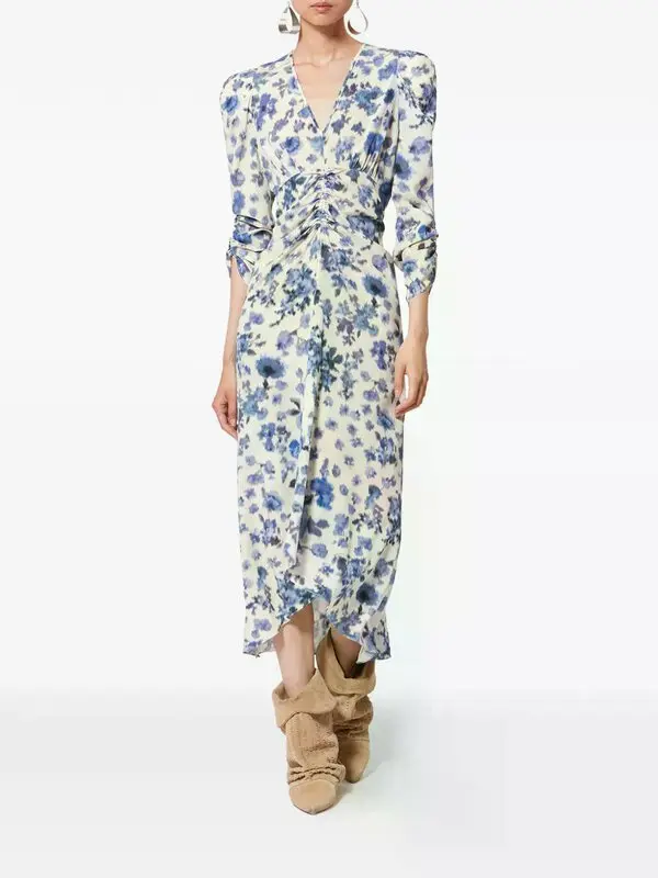 Isabel Marant Étoile Floral Print Silk Dress - Neutrals