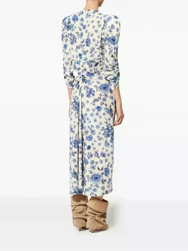 Isabel Marant Étoile Floral Print Silk Dress - Neutrals