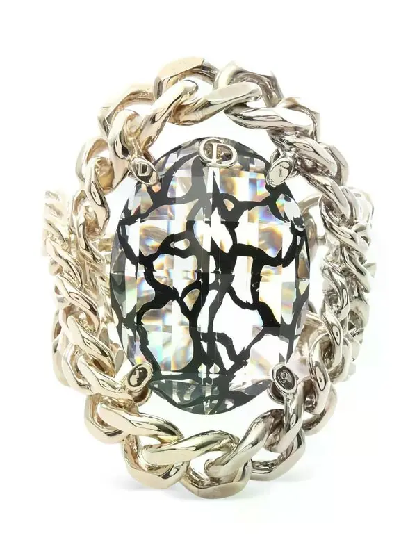 Dior 2010s Cd Crystal Chain Bangle - Silver