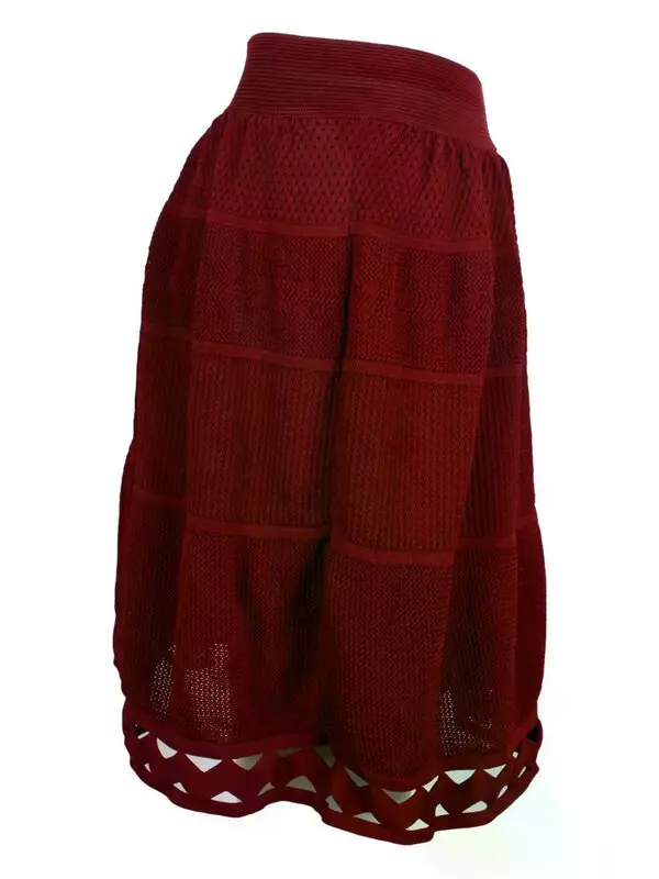 Sandro Bianca Skirt Pointelle Knit With Cut-out Hem