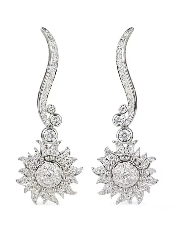REWIND VINTAGE AFFAIRS 18k White Gold Sol Y Sombra Diamond Earrings - Silver