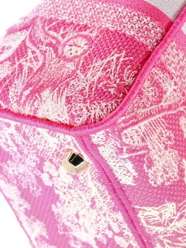 Dior Toile De Jouy Lady D-lite Embroidered Canvas Tote Bag