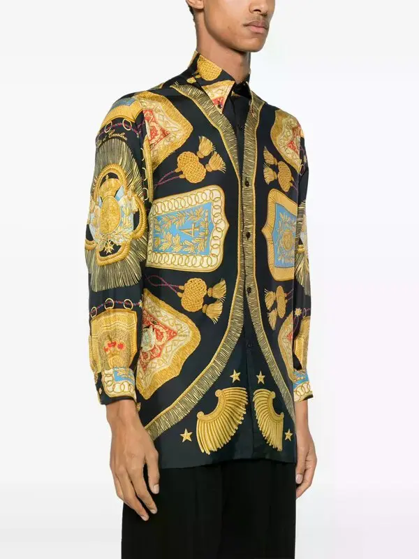 Hermès 1990s Tassel-print Silk Button-down Shirt