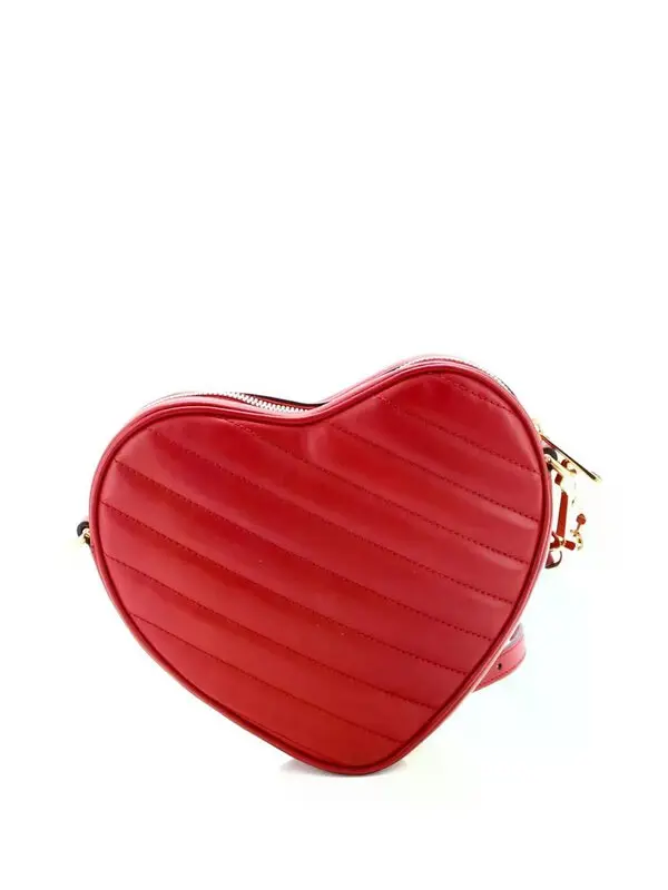 Gucci Interlocking G Heart Diagonal Quilted Leather Mini Shoulder Bag - Red