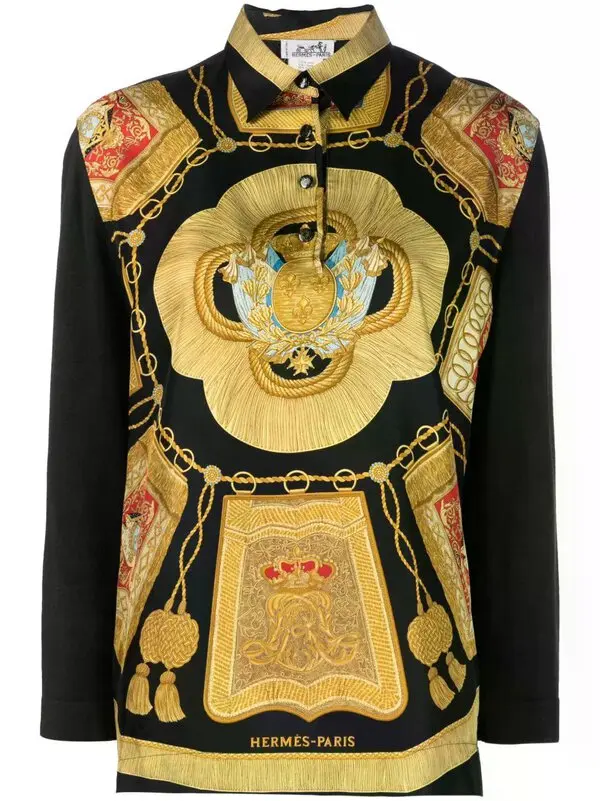 Hermès 1990s Byzantine Print Silk Shirt