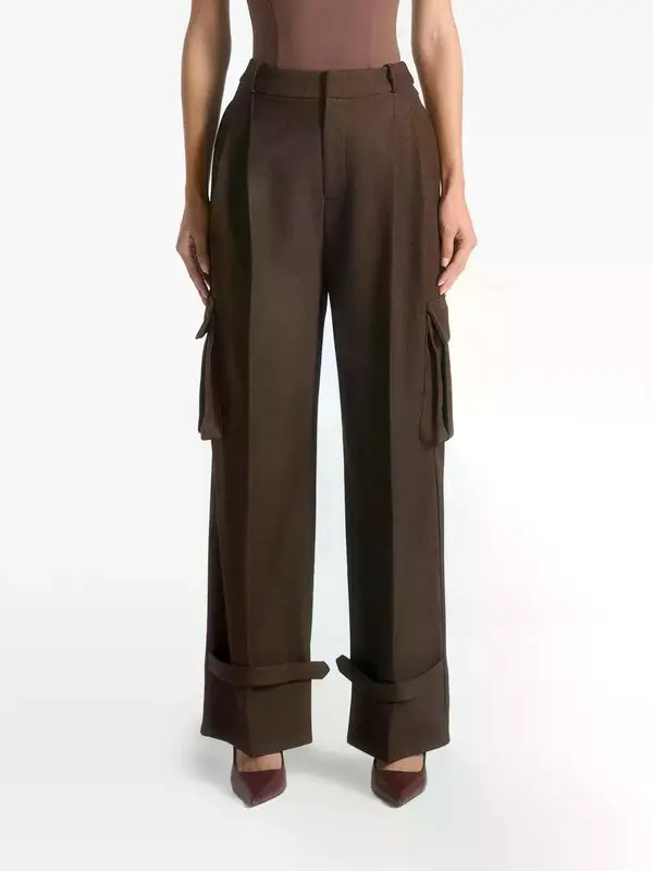 Manière De Voir Danielle Pleated Wide-leg Cargo Trousers - Brown