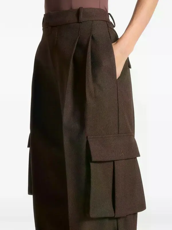 Manière De Voir Danielle Pleated Wide-leg Cargo Trousers - Brown