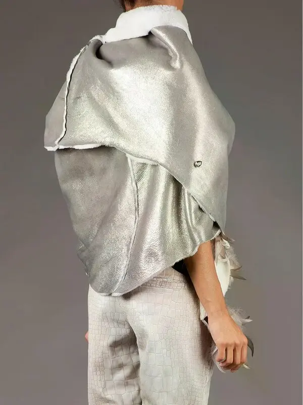 LE CUIR PERDU Metallic Shearling Cardi-coat
