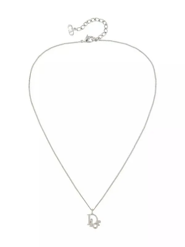Dior 1980s Logo Pendant Necklace - Silver