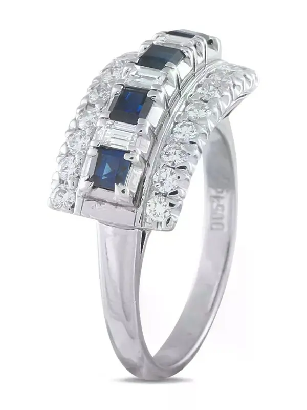 LB EXCLUSIVE Platinum Diamond And Sapphire Ring - Silver