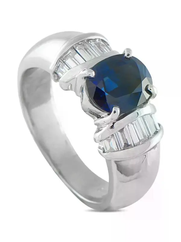 LB EXCLUSIVE Platinum, Diamond, And Sapphire Ring - Silver