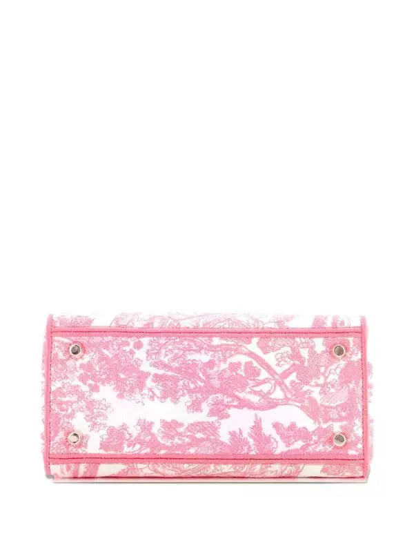 Dior Toile De Jouy Lady D-lite Embroidered Canvas Tote Bag - Pink