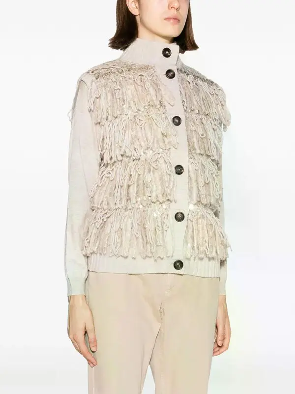Brunello Cucinelli Fringed Sleeveless Cardigan