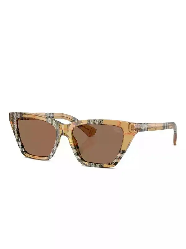 Burberry Tartan-pattern Geometric-frame Sunglasses