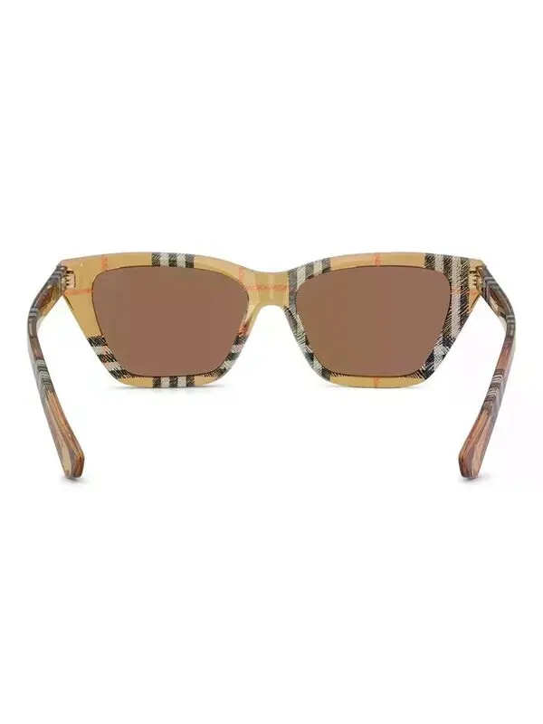 Burberry Tartan-pattern Geometric-frame Sunglasses