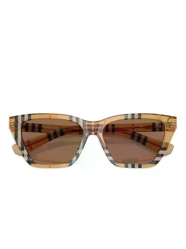 Burberry Tartan-pattern Geometric-frame Sunglasses
