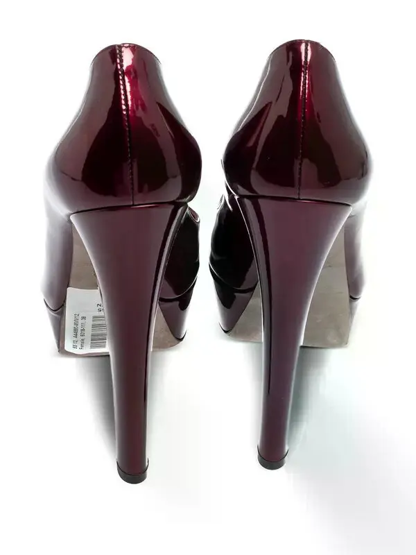 SERGIO ROSSI Burgundy Patent Leather Platform Pumps