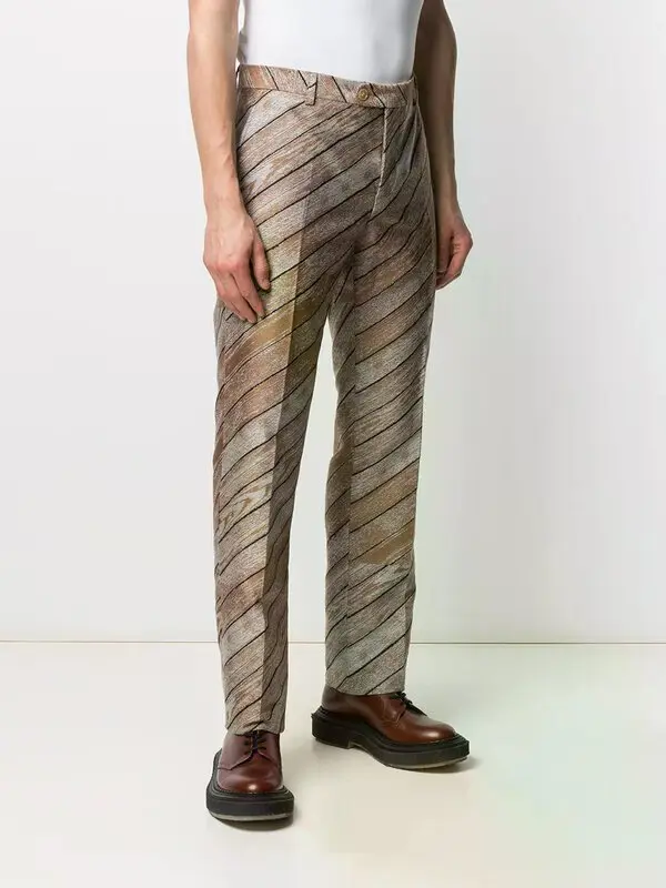 WALTER VAN BEIRENDONCK Diagonal Stripe Tailored Trousers