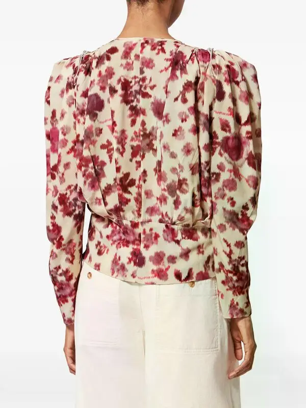 Isabel Marant Étoile Zarga Silk Floral Print Blouse - Neutrals