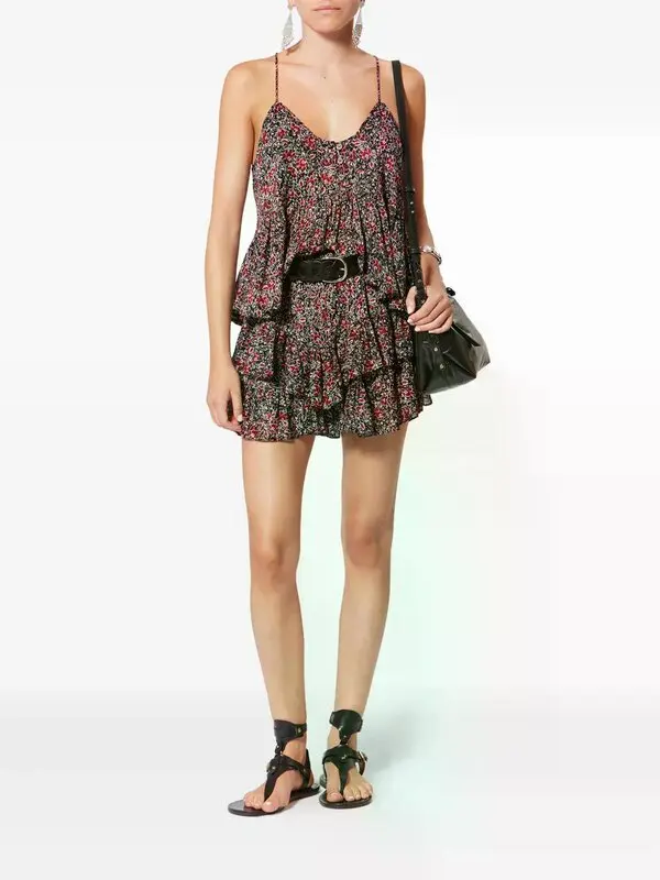 MARANT ETOILE Jocadia Tiered Floral Print Shorts