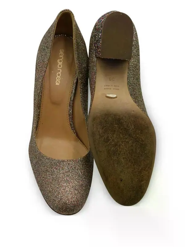 SERGIO ROSSI Glitter Block-heel Pumps