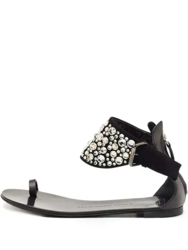 GIUSEPPE ZANOTTI Crystal-embellished Flat Sandals