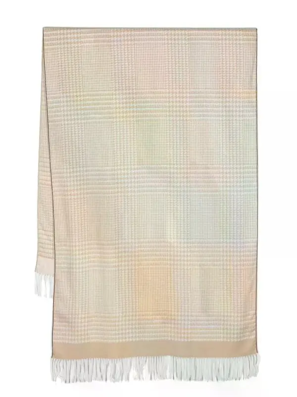 Brunello Cucinelli Checked Houndstooth-pattern Silk Scarf - Neutrals