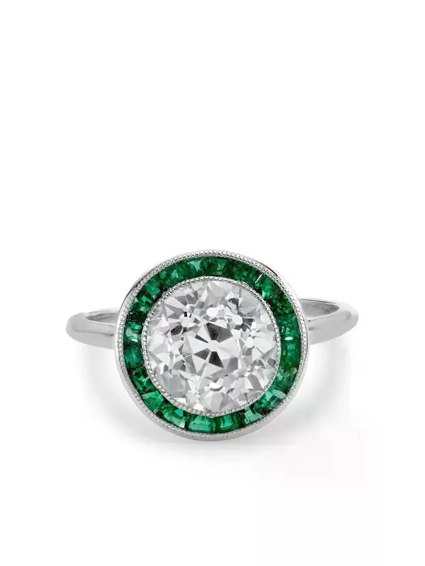PRAGNELL Platinum Emerald And Diamond Ring - Silver