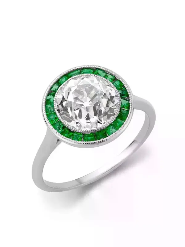 PRAGNELL Platinum Emerald And Diamond Ring