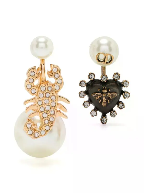 Dior Bee And Scorpion Stud Earrings - White