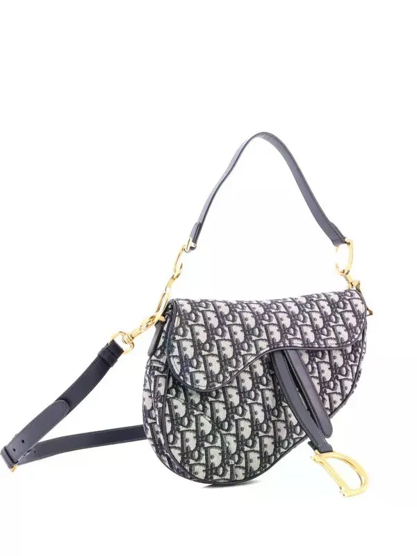 Dior Saddle Handbag With Strap Oblique Canvas - Neutrals