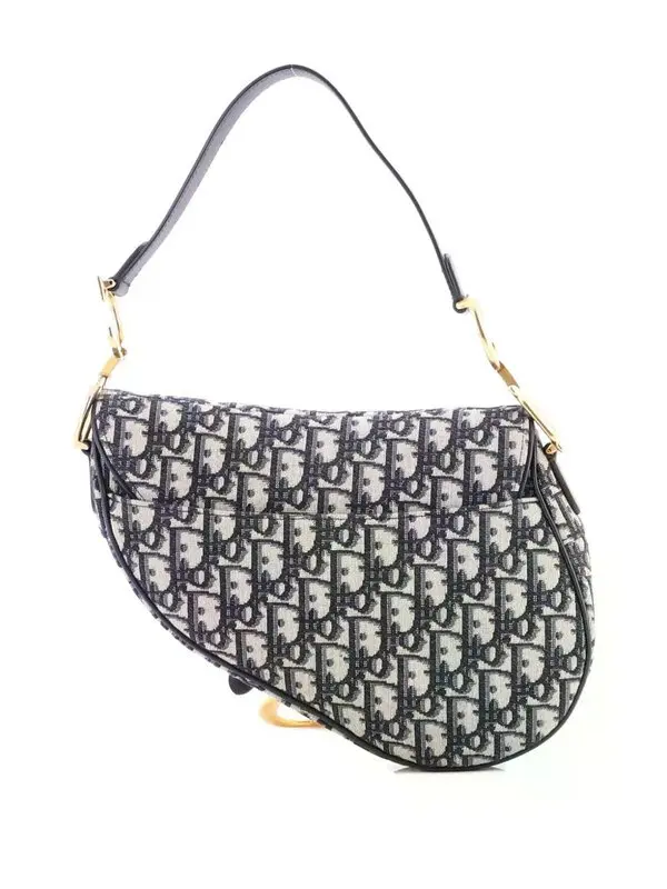 Dior Saddle Handbag With Strap Oblique Canvas - Neutrals