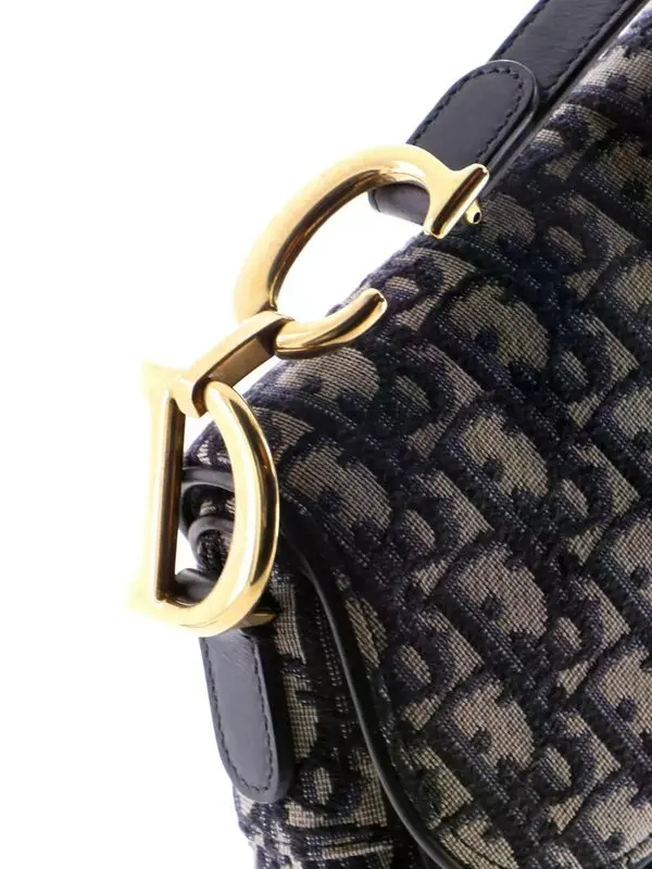 Dior Saddle Handbag With Strap Oblique Canvas - Neutrals
