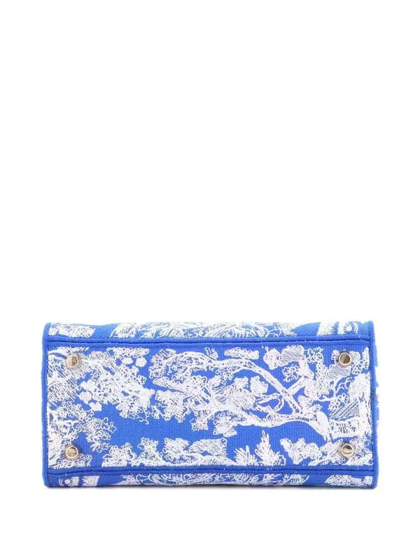 Dior Toile De Jouy Lady D-lite Embroidered Canvas Tote Bag - Blue