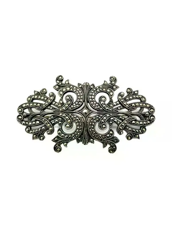 JENNIFER GIBSON JEWELLERY 1920s Crystal-embellished Brooch - Silver