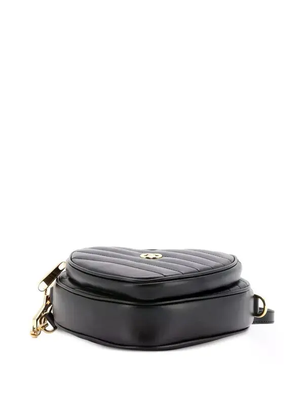 Gucci Interlocking G Heart Diagonal Quilted Leather Mini Shoulder Bag - Black