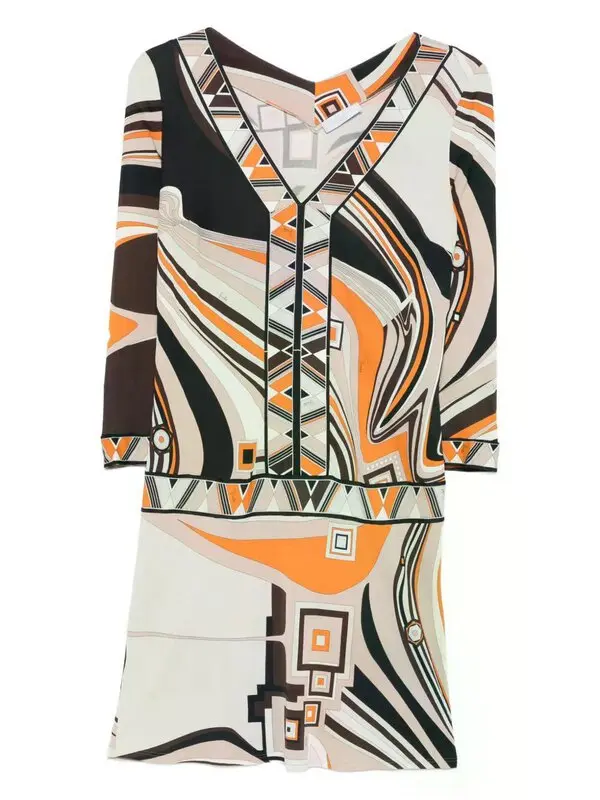 Emilio Pucci 2000s Geometric-print Dress - Neutrals