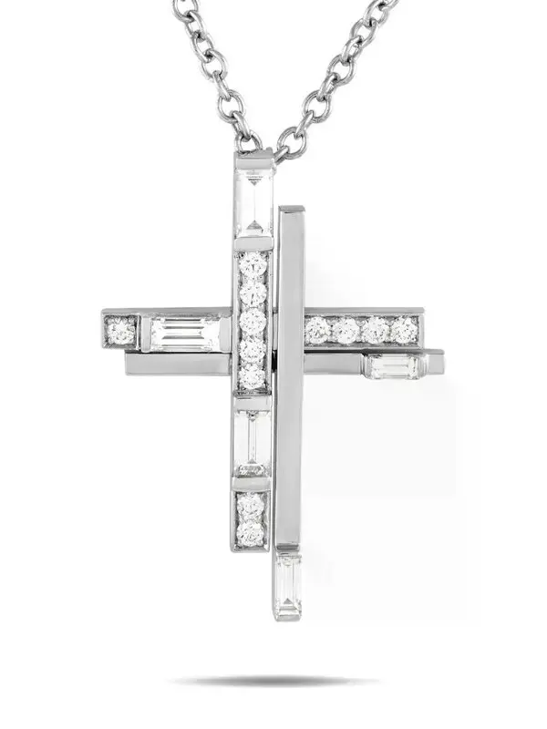 Harry Winston Platinum Diamond Cross Pendant Necklace - Silver