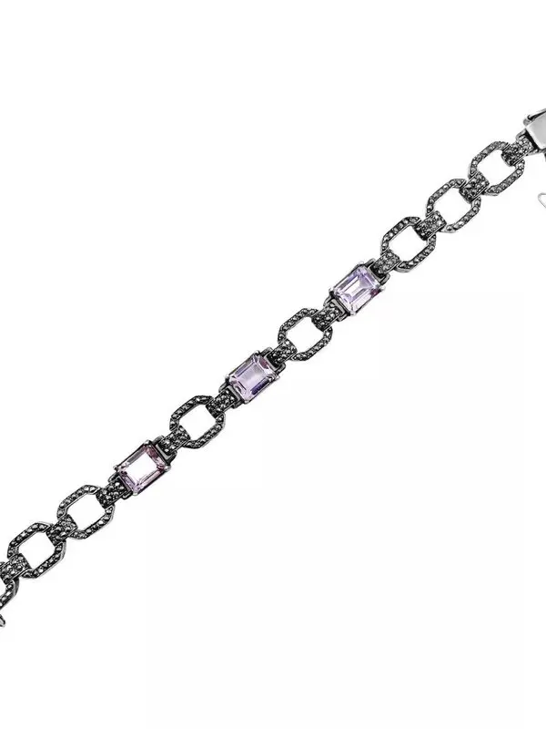 JENNIFER GIBSON JEWELLERY 1930s Amethyst Paste Marcasite Bracelet