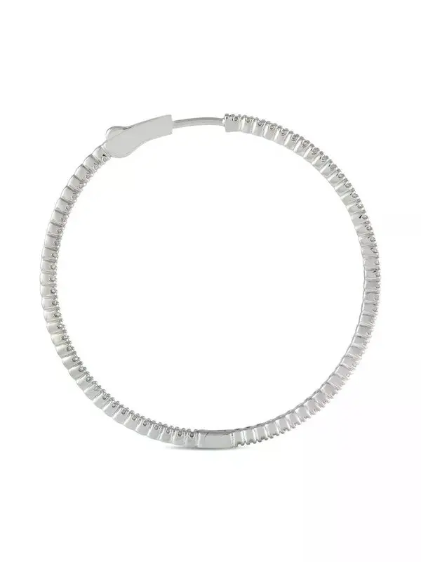 LB EXCLUSIVE 14k White Gold Diamond Hoop Earrings - Silver