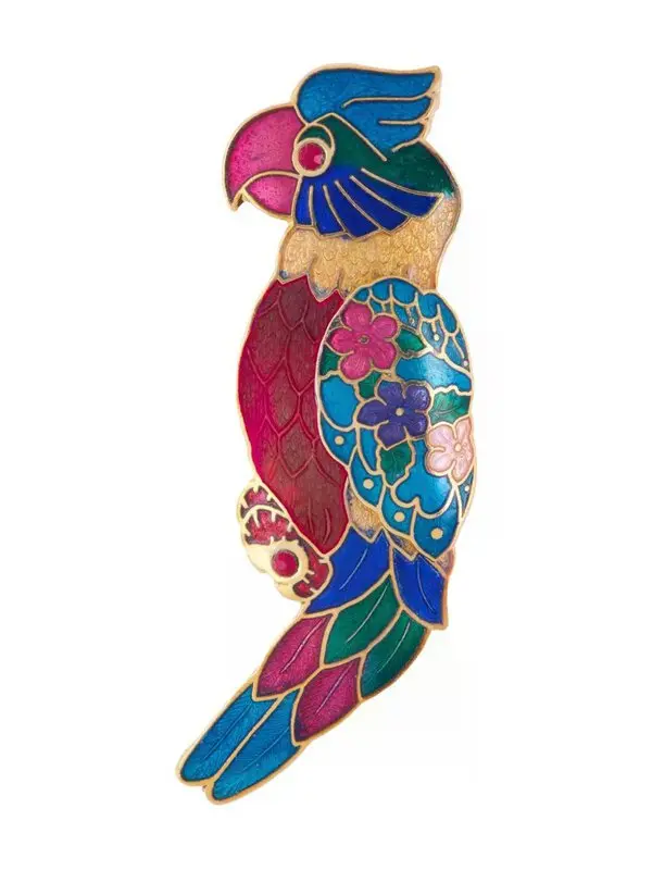 SUSAN CAPLAN 1980s Parrot Brooch - Red