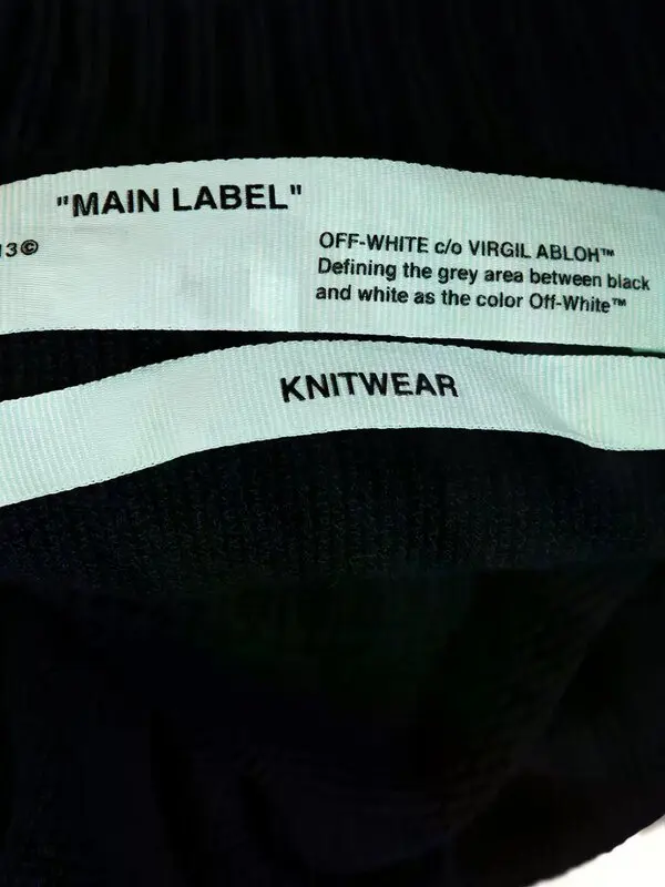 Off-White Logo Stripe Distressed Knit Sweater