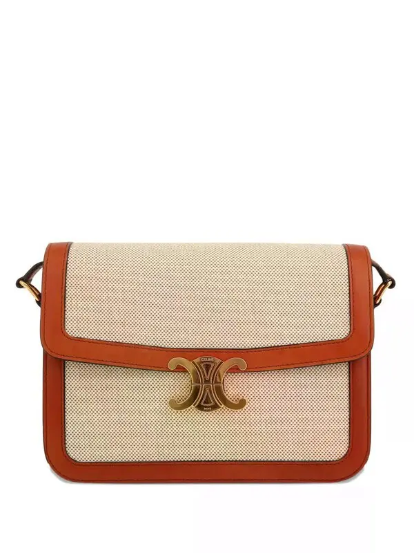 Celine Triomphe Leather-trimmed Shoulder Bag - Neutrals
