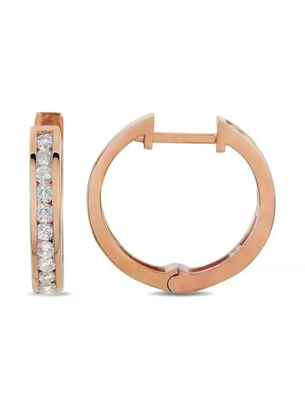 LB EXCLUSIVE 14k Rose Gold Diamond Hoop Earrings