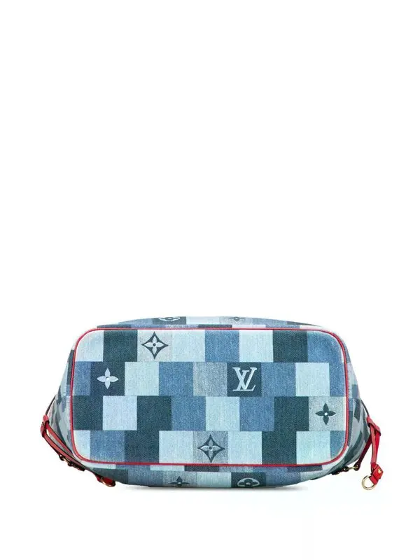 LOUIS VUITTON Monogram Denim Patchwork Neverfull Mm Tote Bag