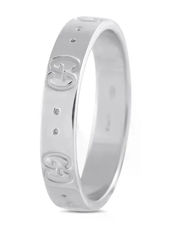 Gucci 18k White Gold Icon Gg Ring - Silver