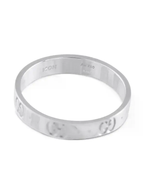 Gucci 18k White Gold Icon Gg Ring - Silver