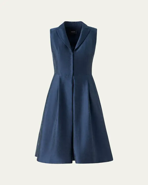 Akris Sleeveless Silk Shantung Trench Dress